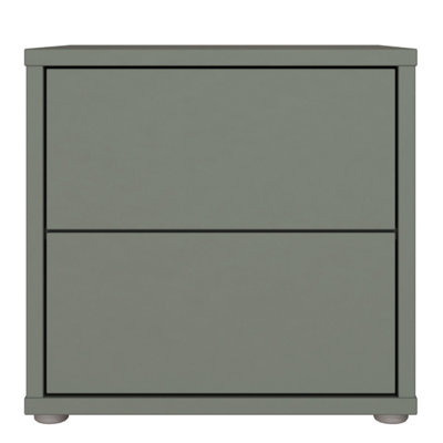 Alice Springs Low Bedside Cabinet with 2 Drawers Push-to-Open in Sage Green