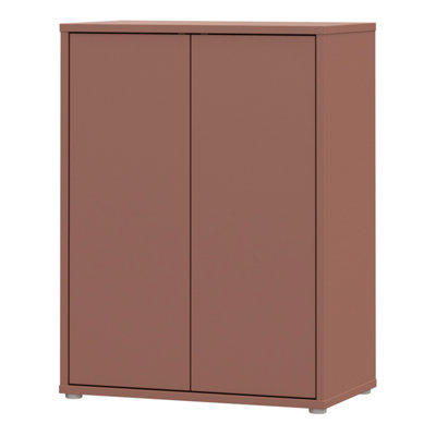 Alice Springs Tall 2 Door Cupboard with Push-to-Open Doors in Terracotta