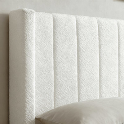 Alice White Boucle Wingback Ottoman Storage Bed with Tufted Panels