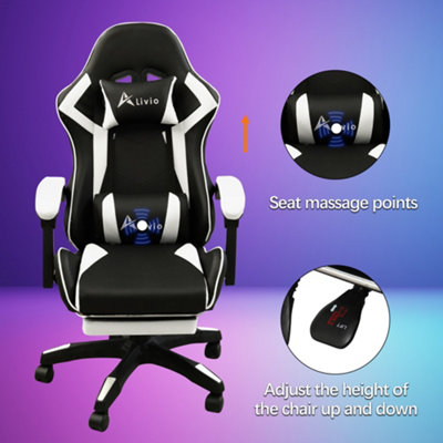 Alivio 360 Degree Swivel Gaming Chair with Footrest Lumbar Back Support ...