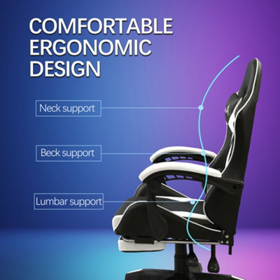 Alivio 360 Degree Swivel Gaming Chair with Footrest Lumbar Back Support ...