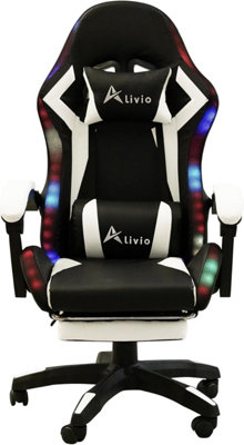 Alivio 360 Degree Swivel LED Gaming Chair with Footrest Lumbar Back ...