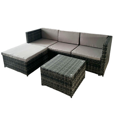 Alivio 4 Piece Rattan Corner Sofa Set PE Rattan Garden Furniture Set with Coffee Table Anti