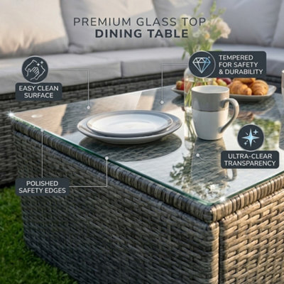 ALIVIO 5 SEATER RATTAN CORNER SOFA SET, PE RATTAN GARDEN FURNITURE SET ...