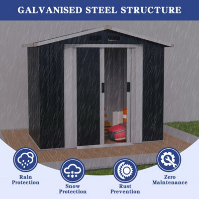 Alivio 6 x 4ft Metal Garden Shed, Weather Protection Outdoor Storage ...
