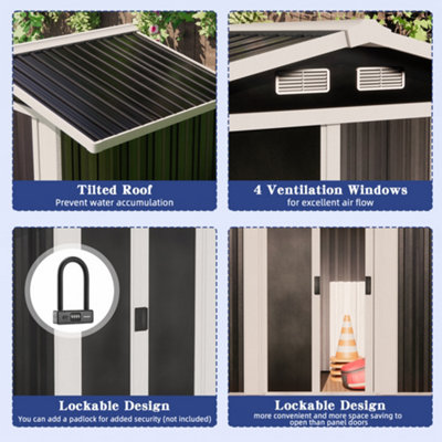Alivio 6 x 4ft Metal Garden Shed, Weather Protection Outdoor Storage ...