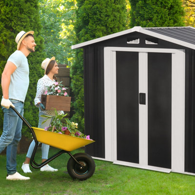 Alivio 6 x 4ft Metal Garden Shed, Weather Protection Outdoor Storage ...