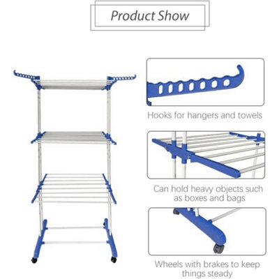 Alivio Clothes Drying Rack 4 Tier Airer, Foldable Clothes Hanger ...