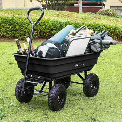 Alivio Garden Tipping Wheelbarrow Cart 75L with 10in Pneumatic Wheels ...