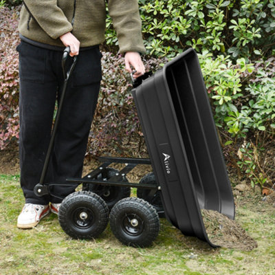 Alivio Garden Tipping Wheelbarrow Cart 75L with 10in Pneumatic Wheels ...