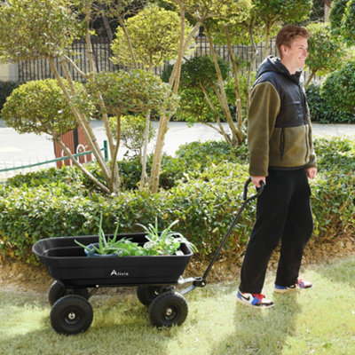 Alivio Garden Tipping Wheelbarrow Cart 75L with 10in Pneumatic Wheels ...