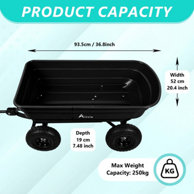 Alivio Garden Tipping Wheelbarrow Cart 75L with 10in Pneumatic Wheels ...