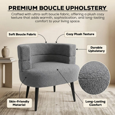 Alivio Grey Sherpa Sofa Chair, Modern Accent Armchair for Living Room ...