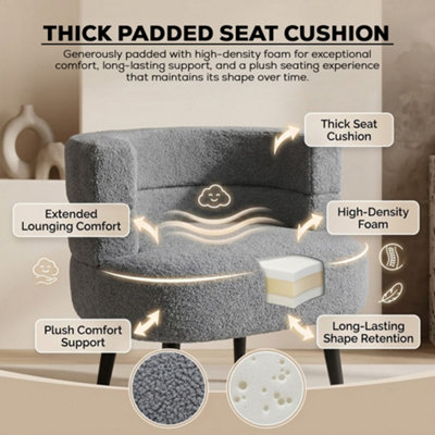 Alivio Grey Sherpa Sofa Chair, Modern Accent Armchair for Living Room ...