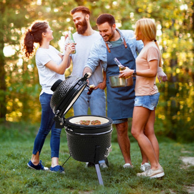 Alivio Kamado 13" Ceramic Mini BBQ Grill Smoker Egg Charcoal Cooking ...