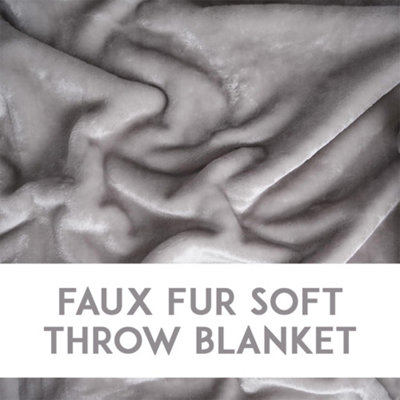 Alivio Large Faux Fur Mink Throw Luxury Super Soft Plain Bed Sofa ...