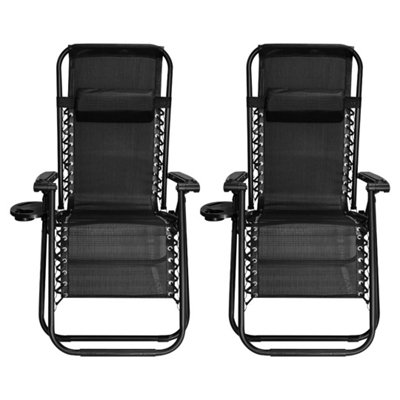 Alivio Set of 2 Zero Gravity Chairs, Garden Outdoor Patio Sun Loungers ...