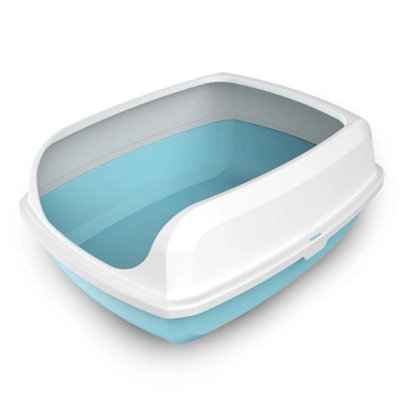 All Pet Solutions Blue Cat Litter Tray with Rim Size Large | DIY at B&Q