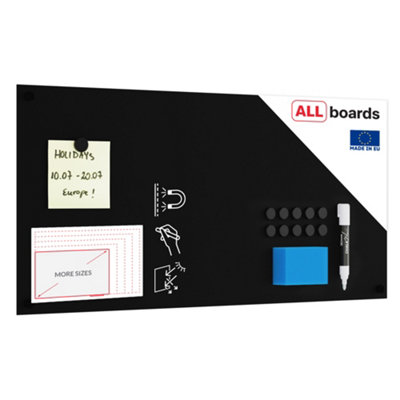 ALLboards 60x30cm Black chalk magnetic panel - black frameless chalk ...