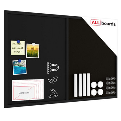 ALLboards 90x60cm black cork and black chalkboard Combii board with ...