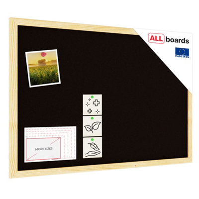 ALLboards Black cork notice board wooden natural frame 60x40 cm