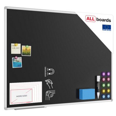ALLboards Chalkboard black magnetic surface aluminium frame 120x90 cm