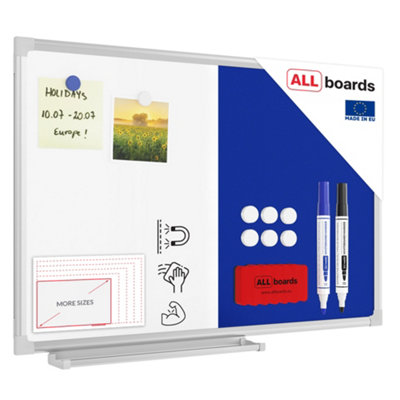 ALLboards Combination Board 2 in 1 Whiteboard & Blue Felt Board with ...