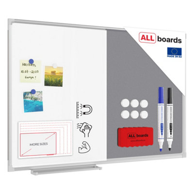 ALLboards Combination Board 2 in 1 Whiteboard & Grey Felt Board with ...
