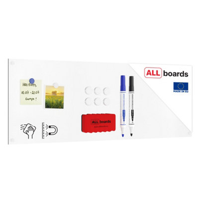 ALLboards Frameless magnetic panel, dry-erase magnetic panel, 90x30 cm