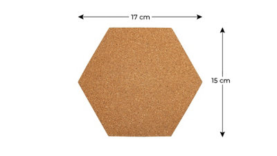 ALLboards Hexagonal Cork Board, Honeycomb Pieces 15x17 cm - 10 pcs