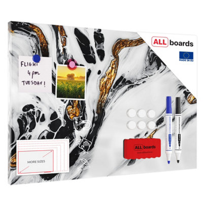 ALLboards Magnetic Boards MetalBoard GOLDEN WHITE MARBLE 60x40cm a ...