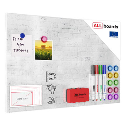 ALLboards Magnetic Boards MetalBoard WHITE BRICK, WHITE BRICK WALL ...