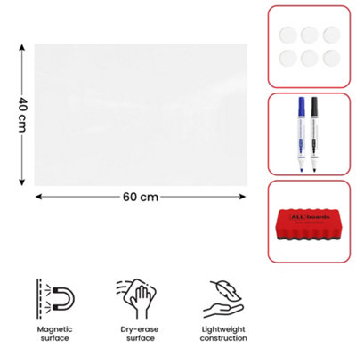 ALLboards Magnetic Boards MetalBoard WHITE CLASSIC WHITE 60x40cm a ...