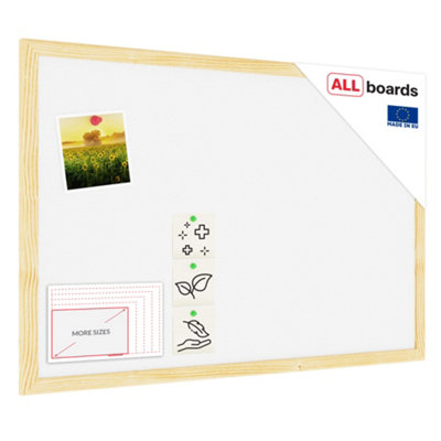 ALLboards White cork notice board wooden natural frame 60x40 cm