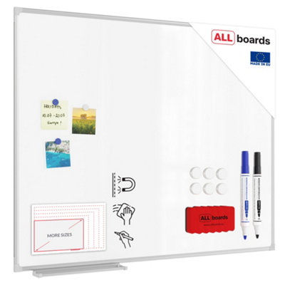 ALLboards Whiteboard dry erase magnetic surface aluminium frame 100x80 ...