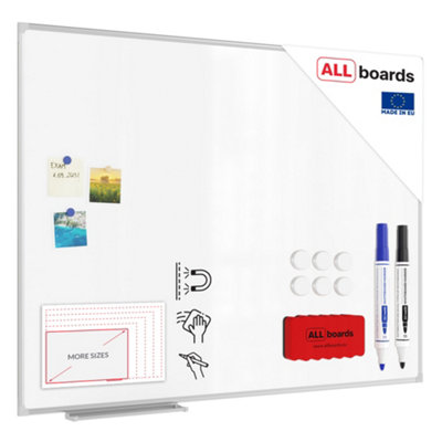 ALLboards Whiteboard dry erase magnetic surface aluminium frame 120x90 ...