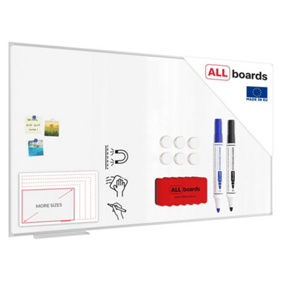 ALLboards Whiteboard dry erase magnetic surface aluminium frame 180x90 ...