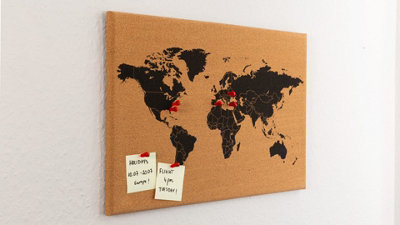 ALLboards World Map Frameless Cork Board, 60x40 cm