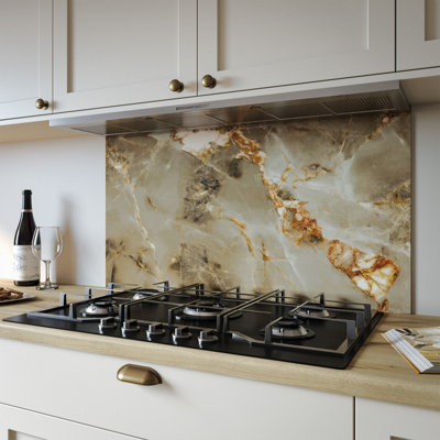 Alloy Aurora Gold Kitchen Hob Splashback Panel, Heat Resistant ...