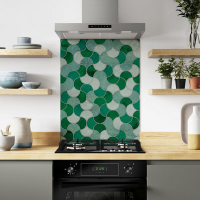 Alloy Emerald Scallop Kitchen Splashback 600mm x 800mm x 4mm