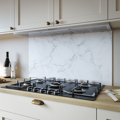 Alloy Marble Arc Kitchen Hob Splashback Panel, Heat Resistant Aluminium ...