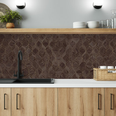 Alloy Parquet Walnut Kitchen Splashback 3050mm x 600mm x 4mm