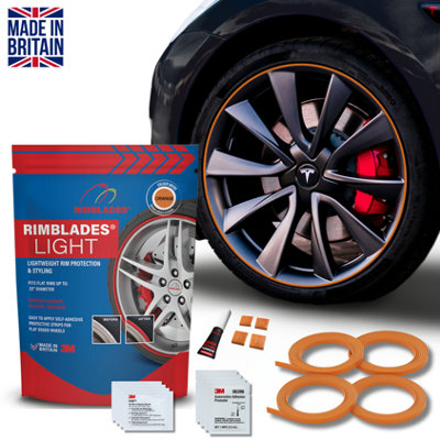 Alloy Wheel Protector by Rimblades Light - Protects from Kerb Rash - Orange