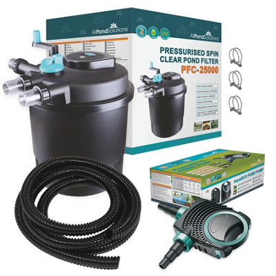 AllPondSolutions 25000L Pressurised Pond Filter Easy Clean PFC-25000-KIT