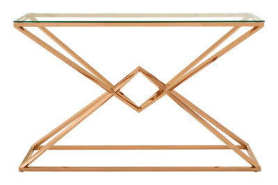 Allure Corseted Rose Gold Console Table
