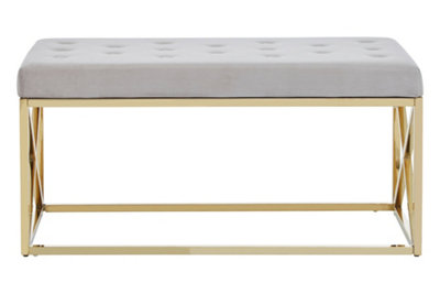 Allure Mink Velvet Gold Finish Bench