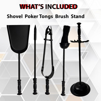 Almineez 16 InchTraditional Companion Set 5 Piece Fireside Companion Tool Set Cast Iron Fireplace