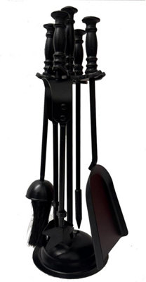 Almineez 16 InchTraditional Companion Set 5 Piece Fireside Companion Tool Set Cast Iron Fireplace