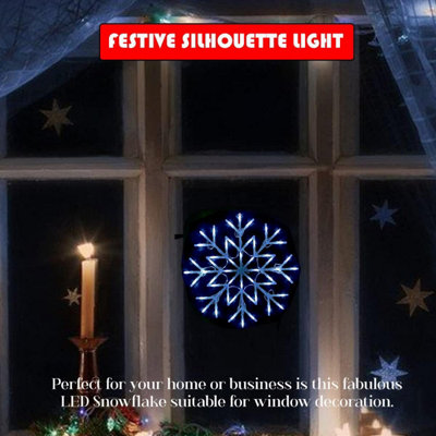 Almineez Christmas 50 LED White Snowflake Light Flashing Silhouette ...