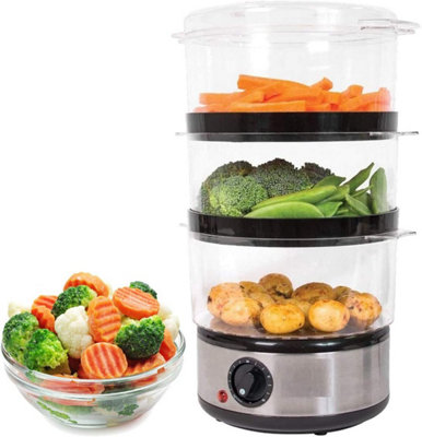 Almineez Electric 3 Tier Food Steamer 6L 3 Removable Stacking ...